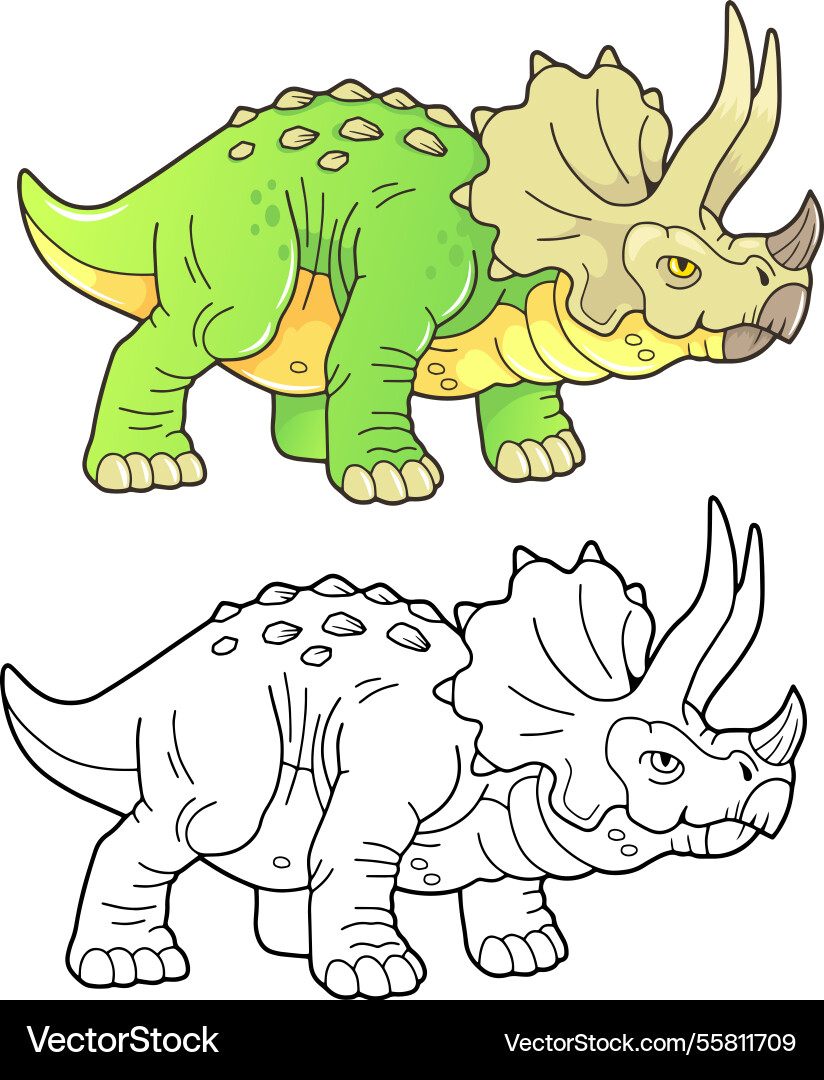 Dinosaur triceratops coloring book for children Vector Image