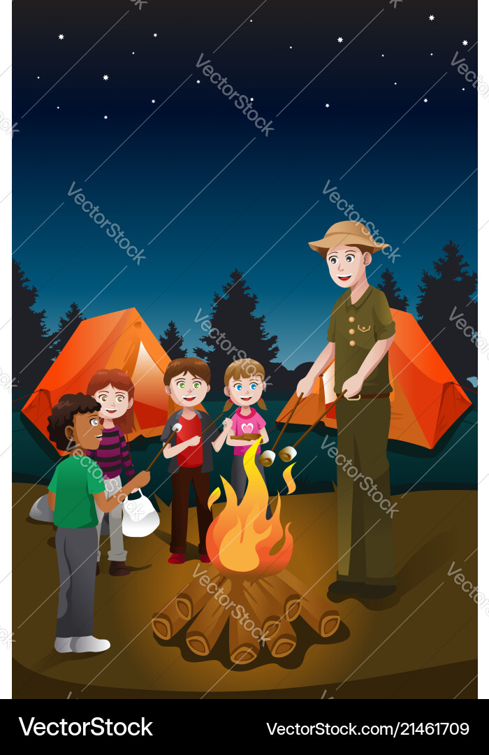 Kids in summer camp Royalty Free Vector Image - VectorStock