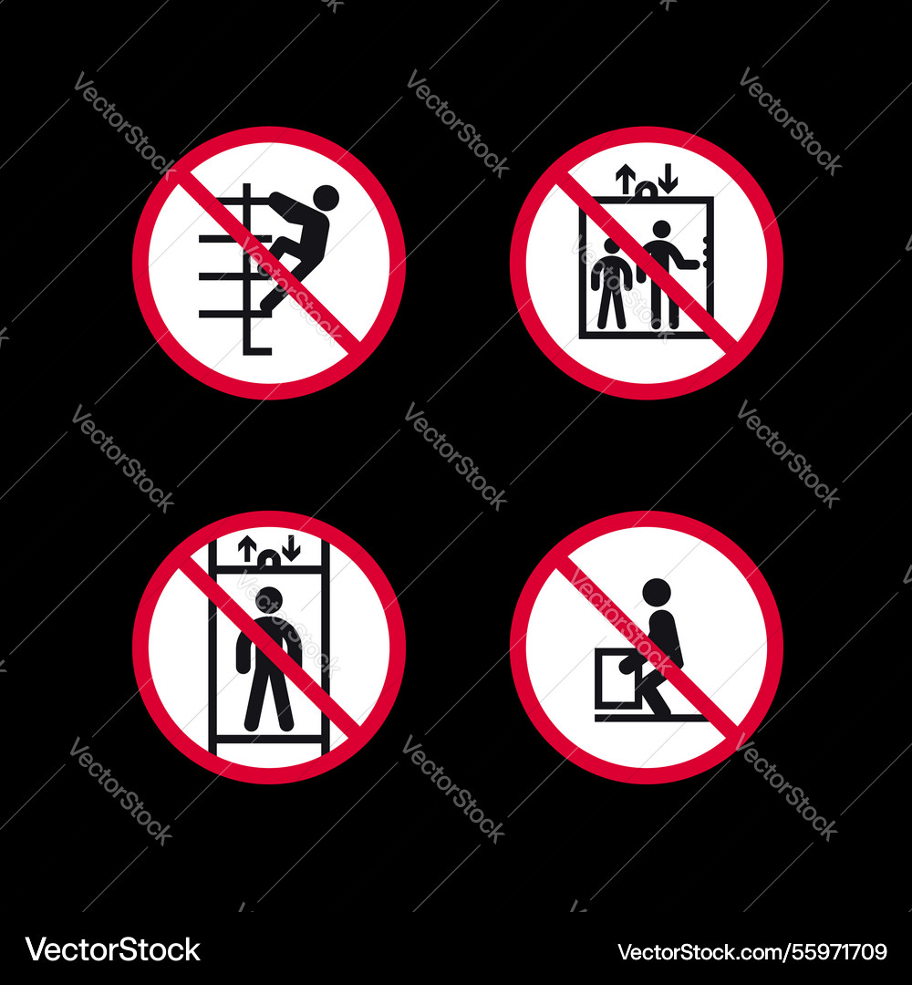 Prohibited signs forbidden round stickers set Vector Image