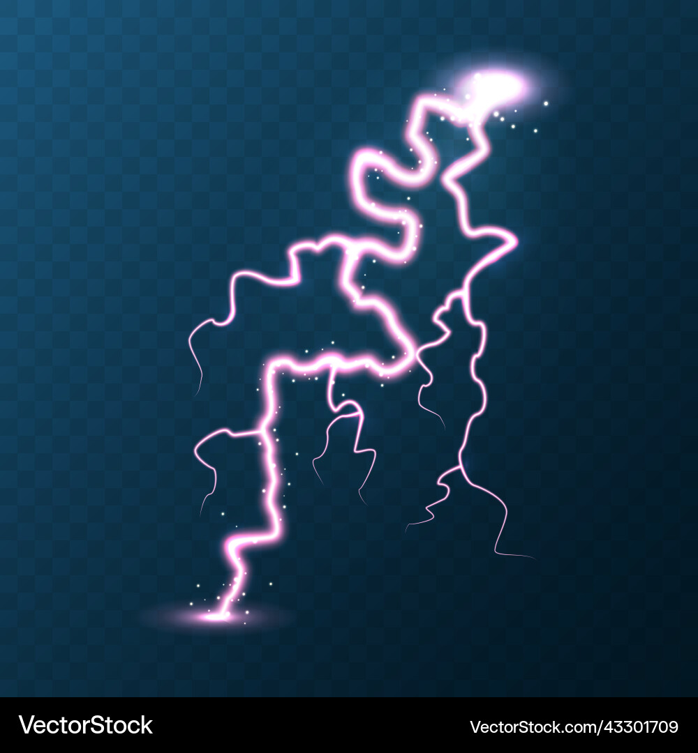 Realistische bunte Blitz auf blauem Hintergrund Vektorbild