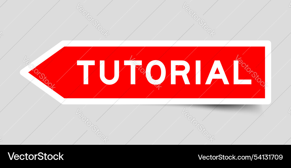 Red color arrow shape sticker label with word Vector Image