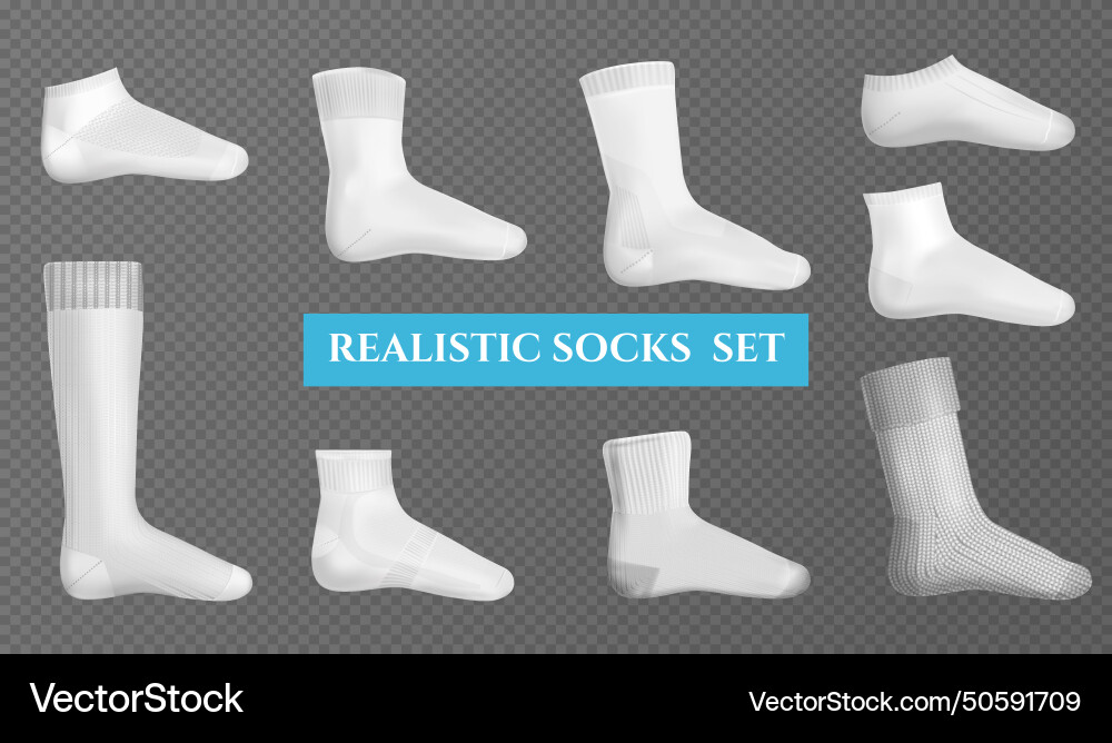 Socks layouts transparent set Royalty Free Vector Image