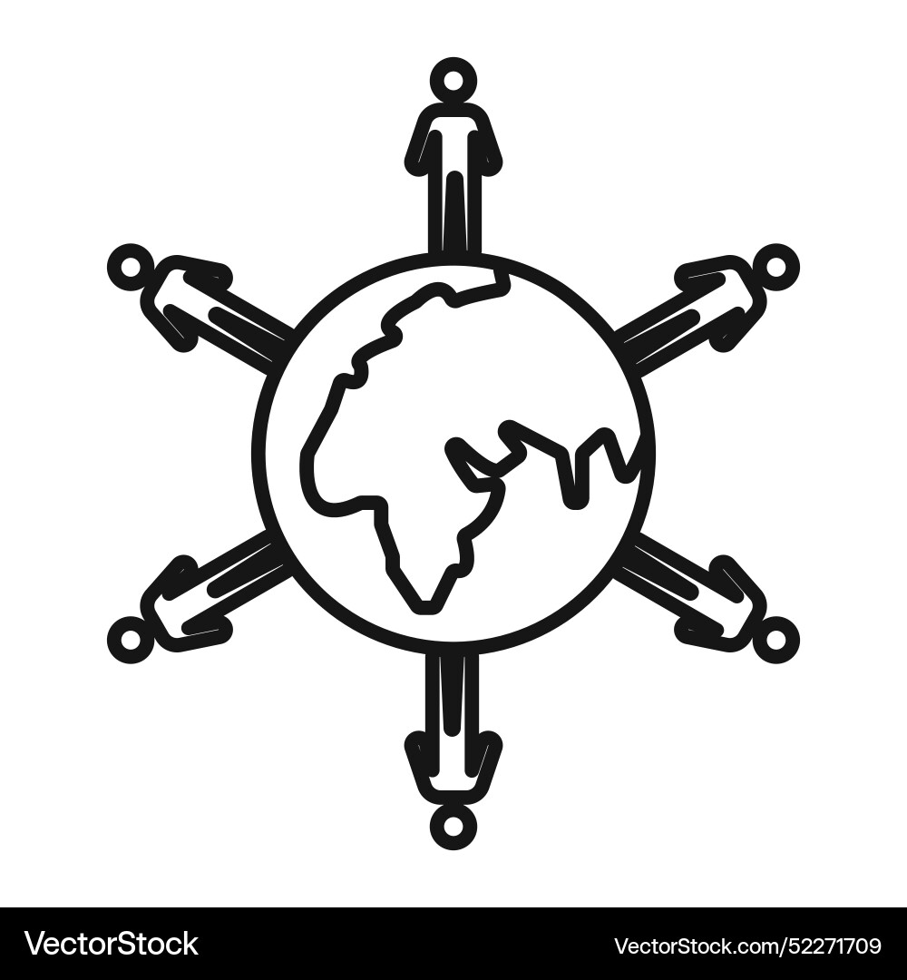 World population icon black line art logo Vector Image