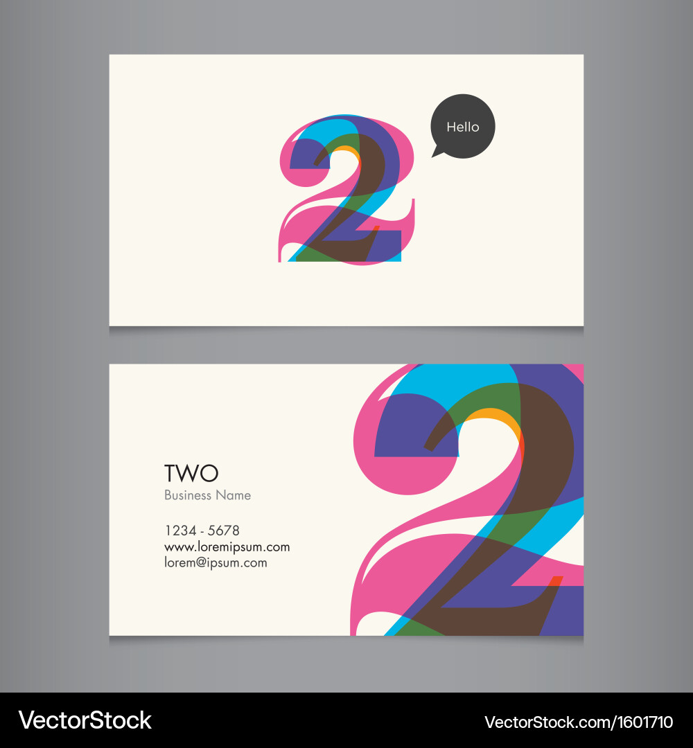 Business card with number 2 Royalty Free Vector Image