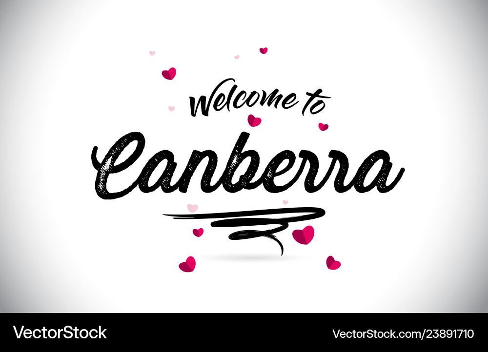 Canberra welcome to word text with handwritten Vector Image