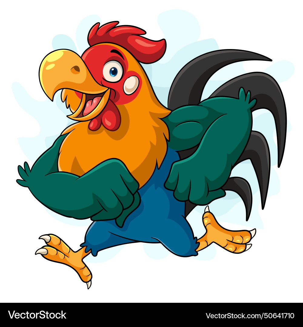 Cartoon funny chicken running on white background Vector Image