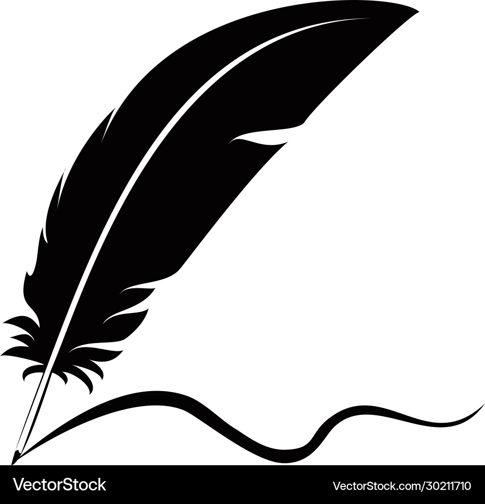 Feathers and signature logo icon design Royalty Free Vector