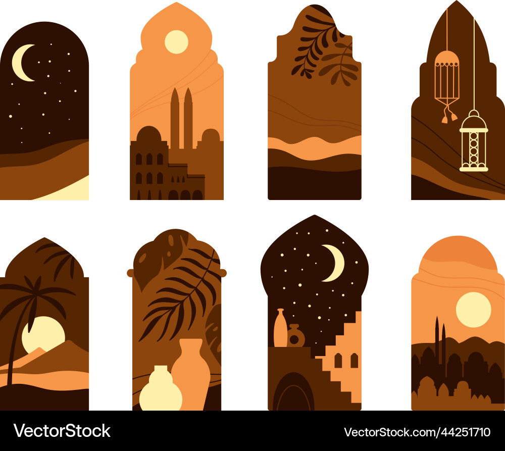 Islamic Windows & Mosque Domes Royalty Free Vector Image
