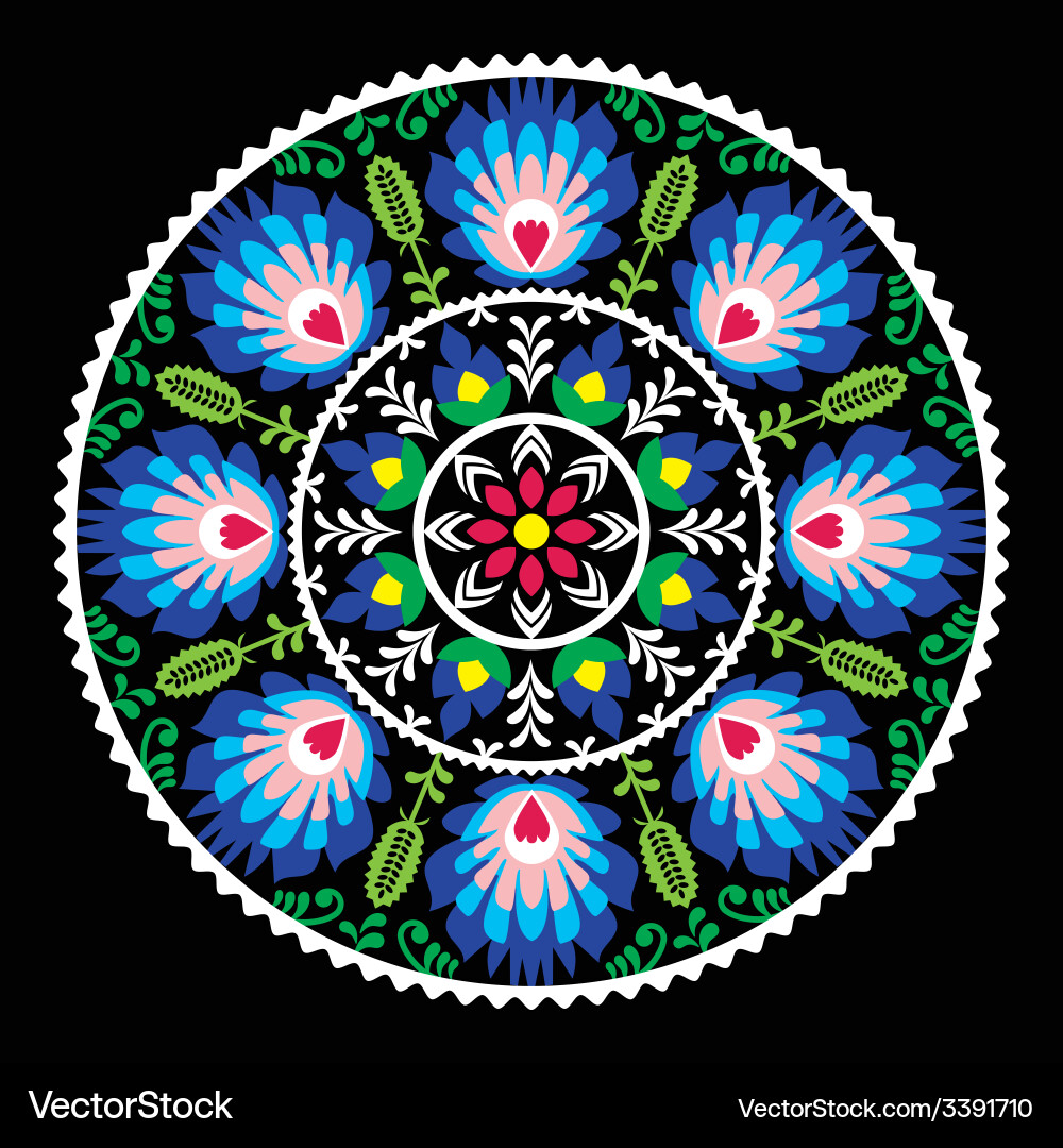 Polish traditional folk art pattern in circle Vector Image