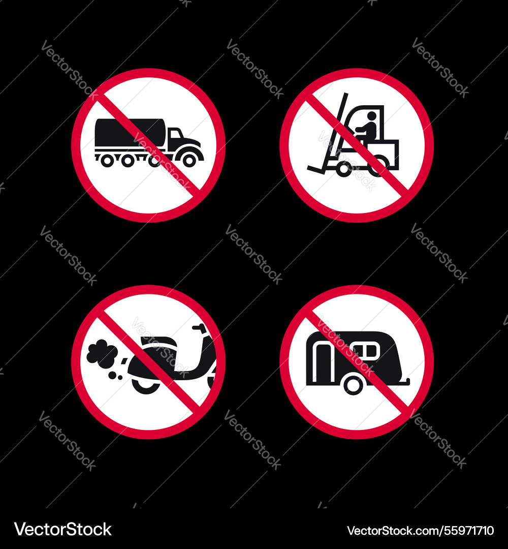 Prohibited signs forbidden round stickers set Vector Image