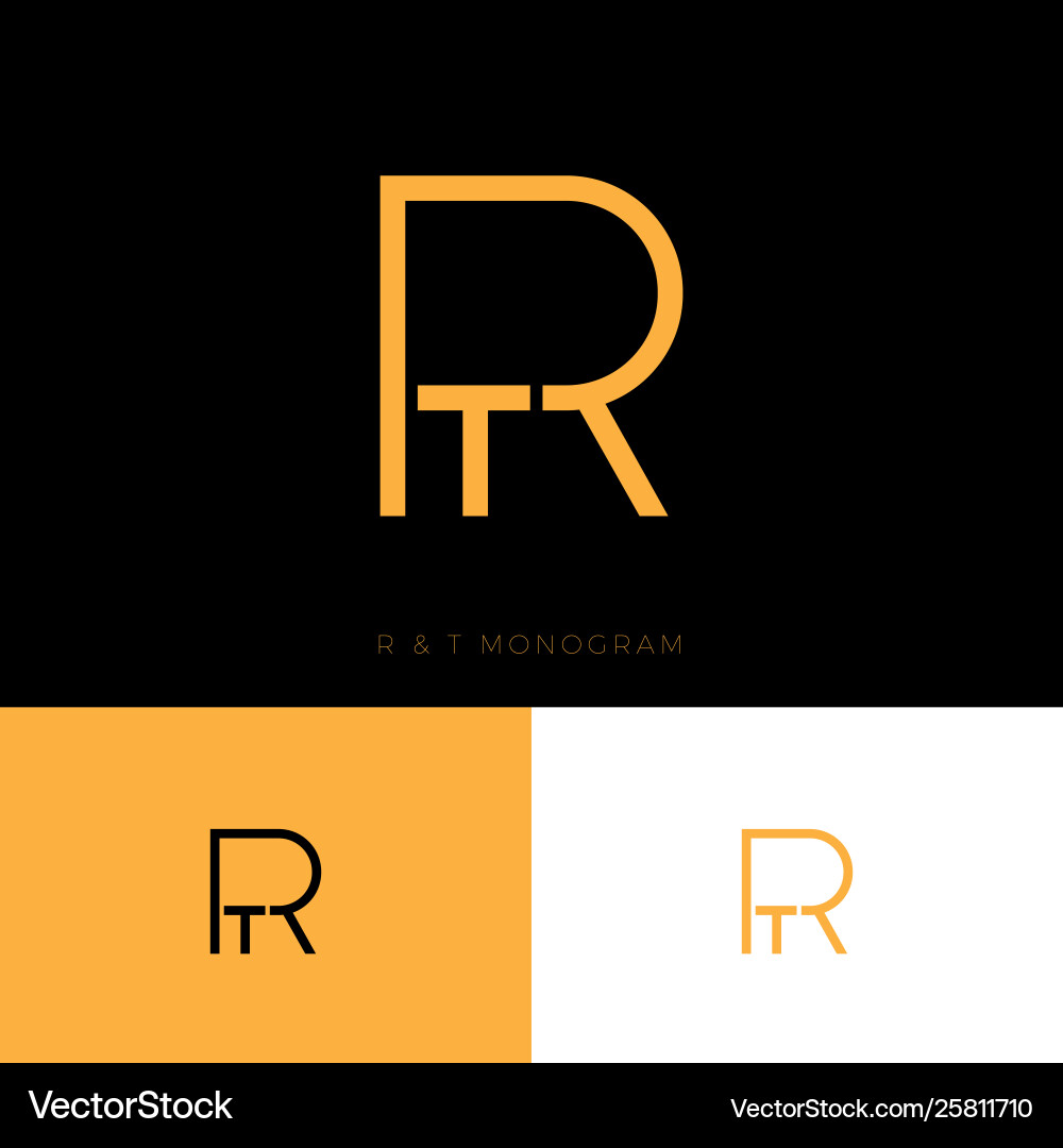 R and t monogram logo letters Royalty Free Vector Image
