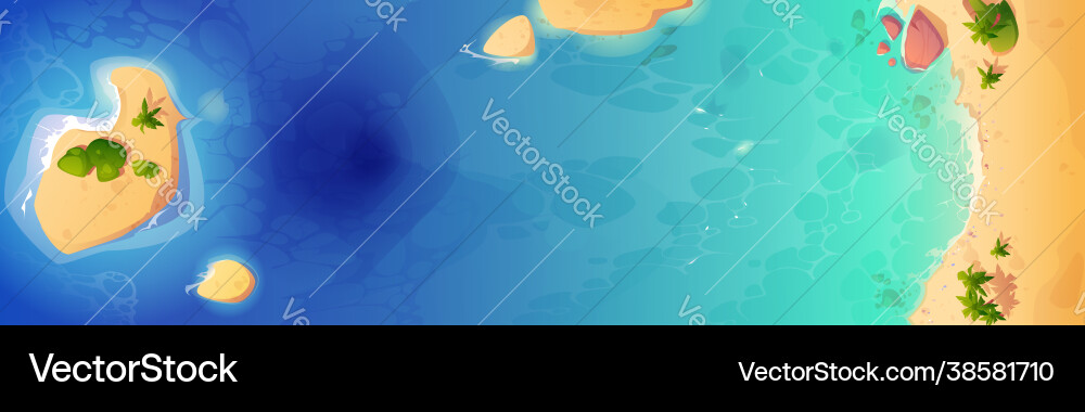 Sea beach top view background ocean coastline Vector Image