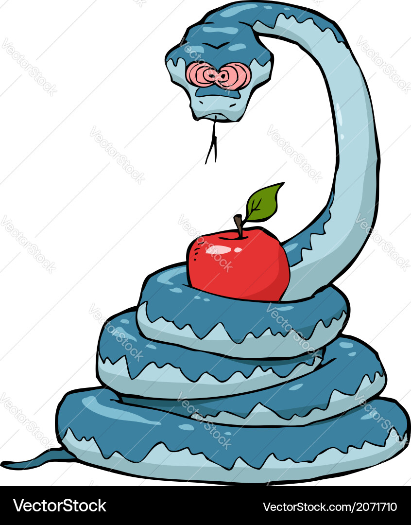 Serpent with Apple - Biblical Symbol Royalty Free Vector