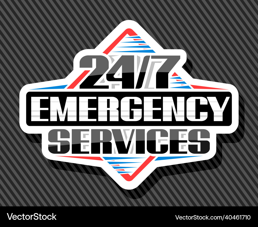 Sign 24 7 emergency services Royalty Free Vector Image