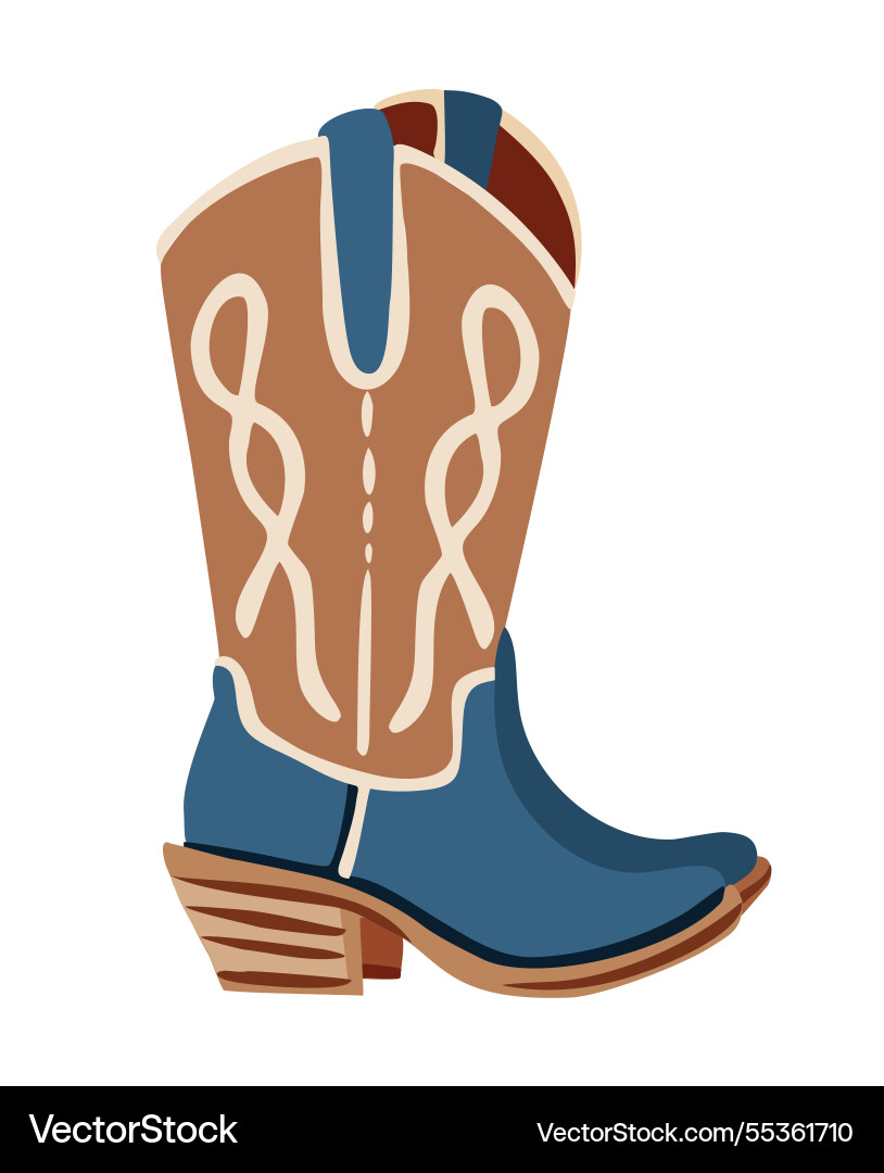 Traditional western cowboy boots on white Vector Image