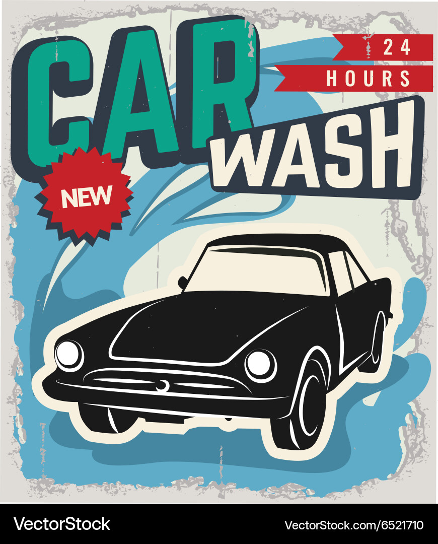 Vintage retro wash car Royalty Free Vector Image