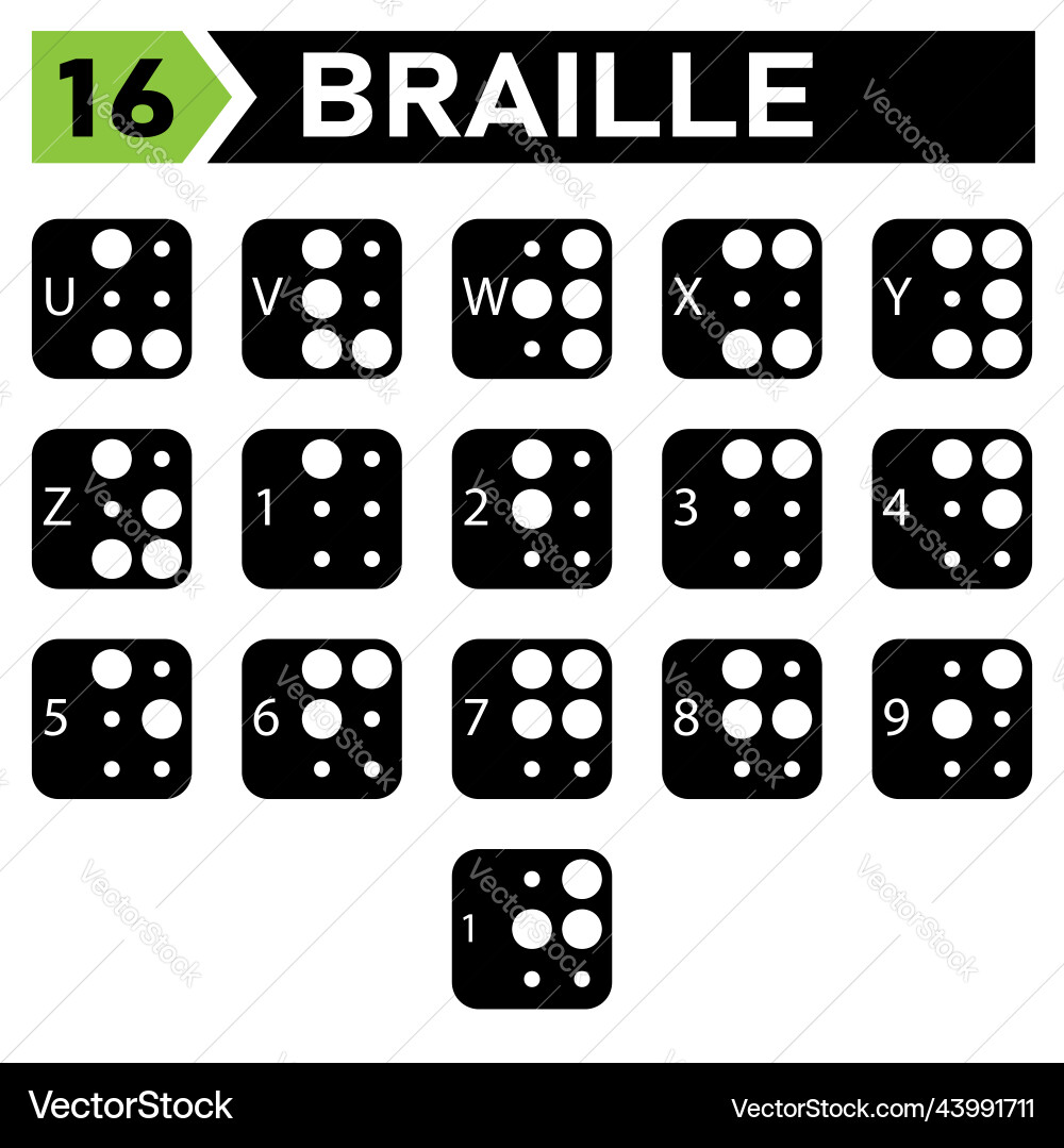 Braille alphabet icon set include a to z Vector Image