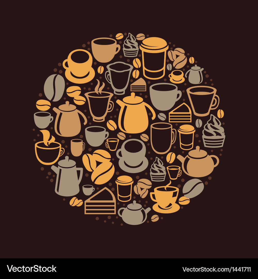 Concept with coffee and tea icons Royalty Free Vector Image