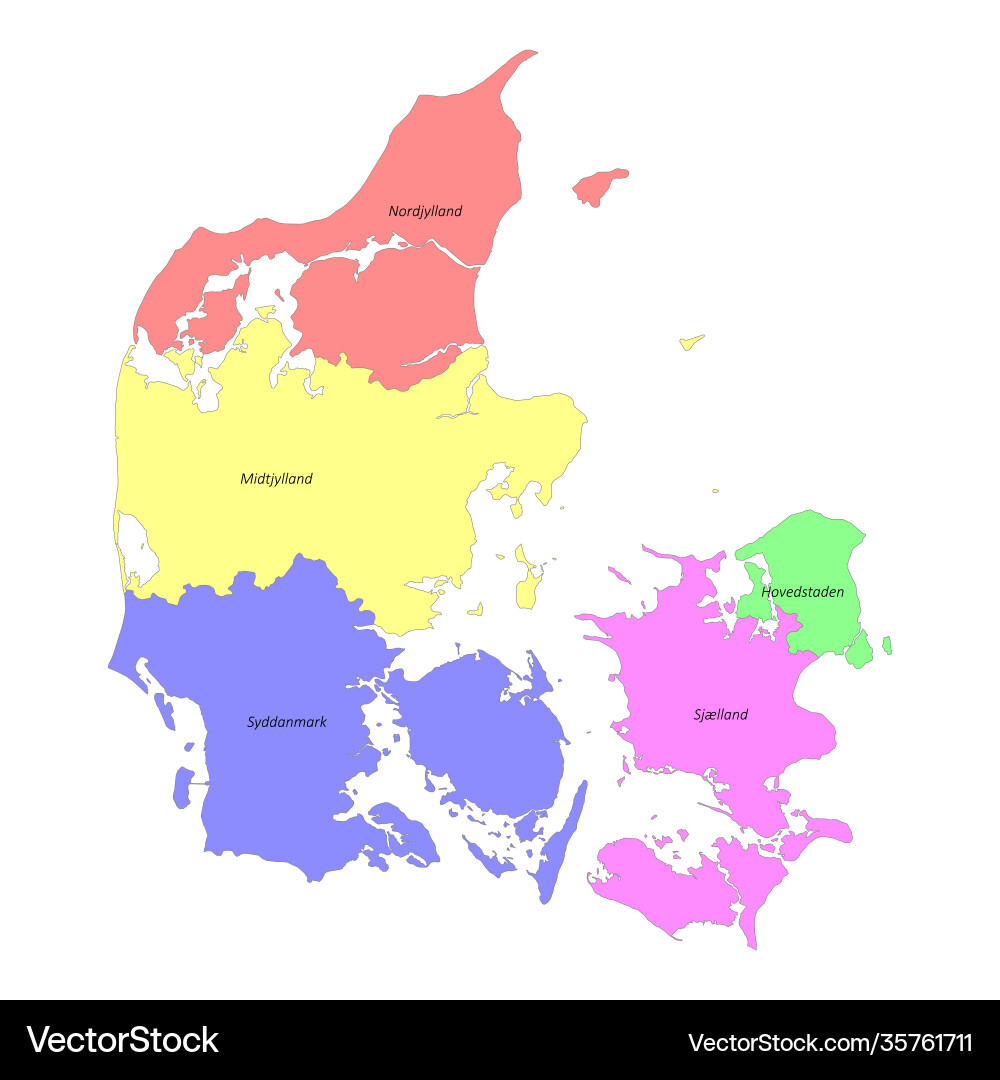 Detailed Map of Denmark Royalty Free Vector Image