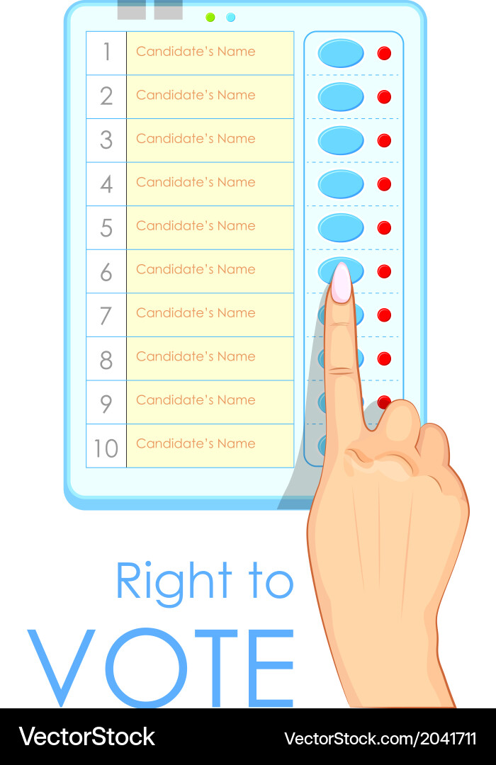 Hand pressing electronic voting machine Royalty Free Vector