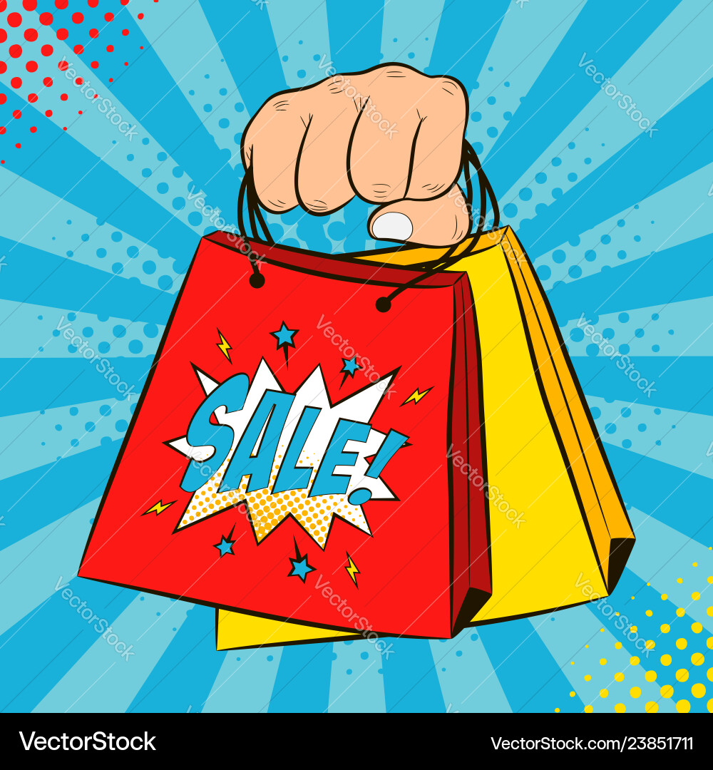Hand with shopping bags Royalty Free Vector Image