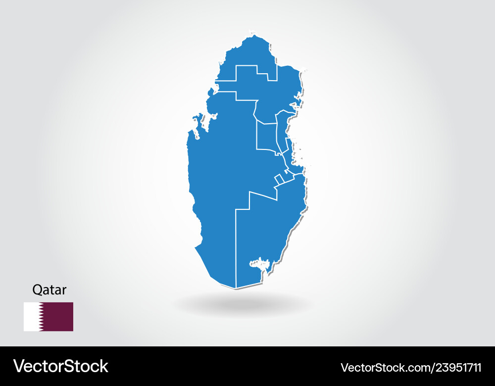 Katar Kartendesign mit 3d Stil blau Lizenzfreier Vektor
