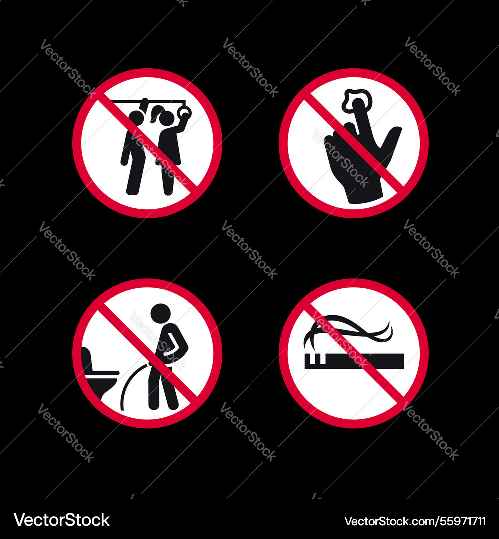Prohibited signs forbidden round stickers set Vector Image
