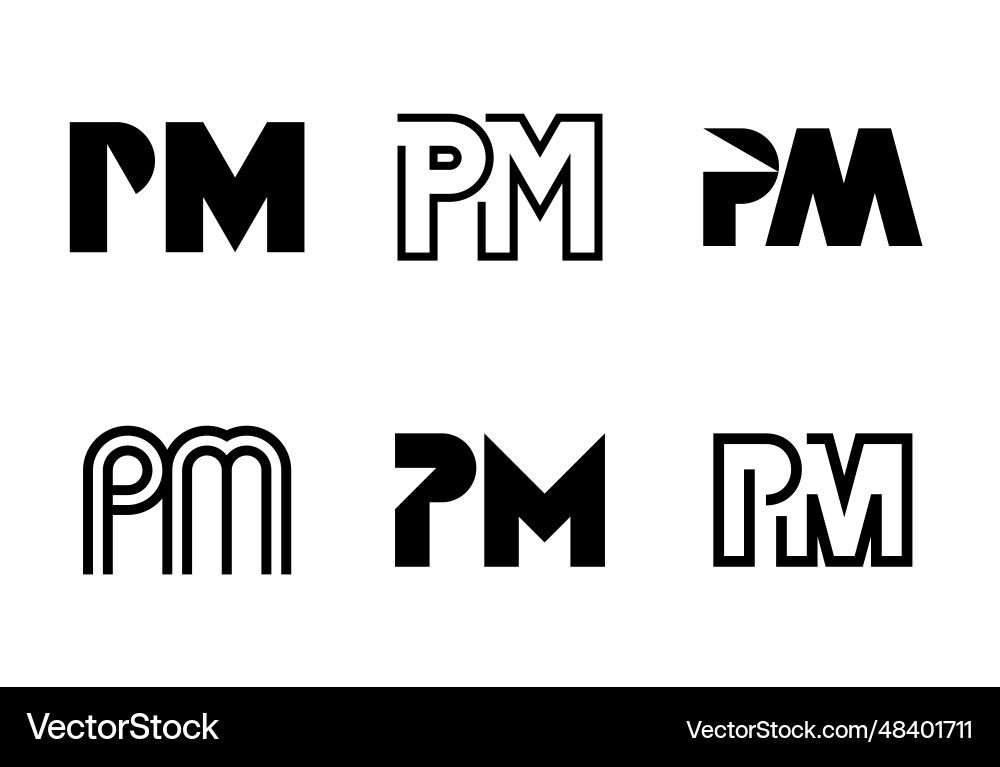 Set of letter pm logos Royalty Free Vector Image