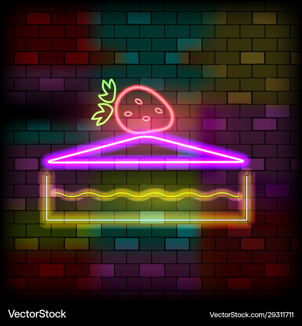 Vip neon icon cute piece cake Royalty Free Vector Image