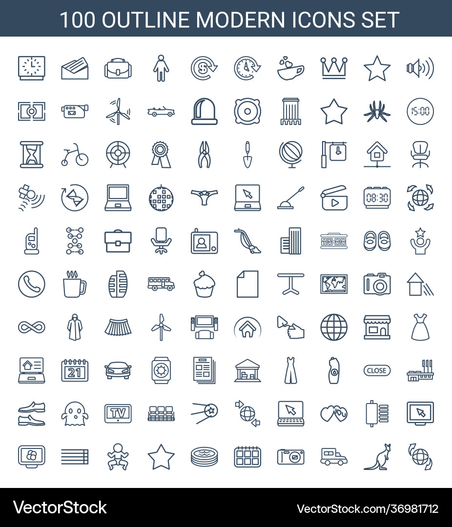 100 modern icons Royalty Free Vector Image - VectorStock