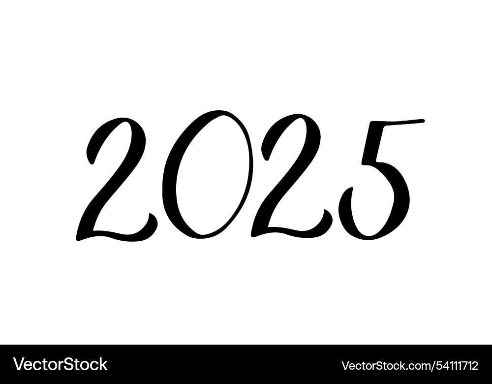2025 hand written numbers with brush calligraphy Vector Image