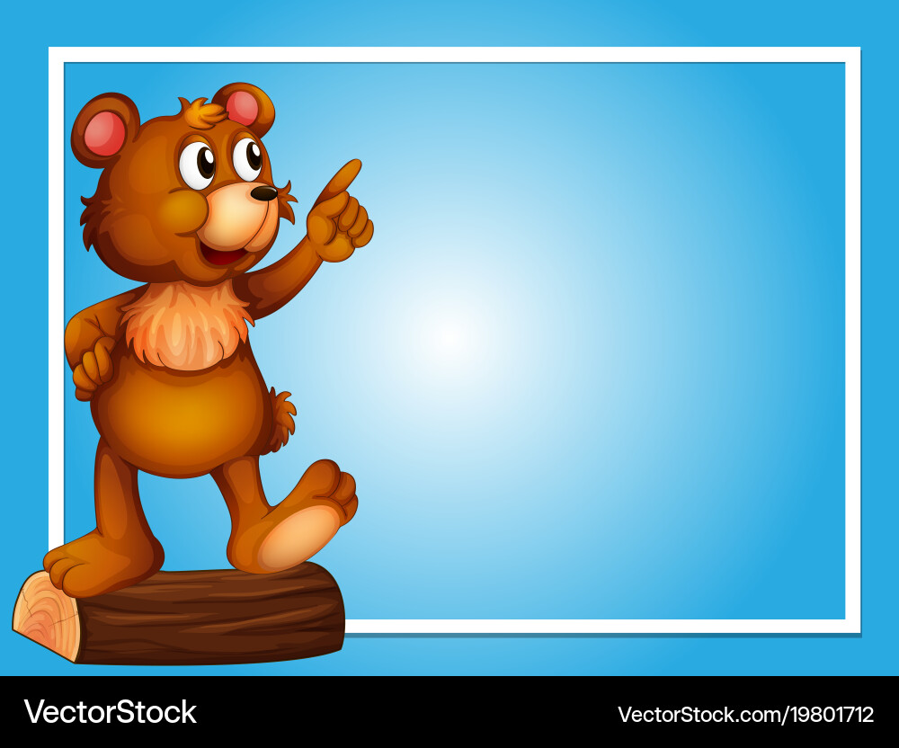 Border template with grizzly bear Royalty Free Vector Image