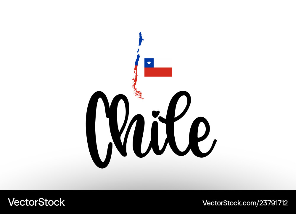 Chile country big text with flag inside map Vector Image