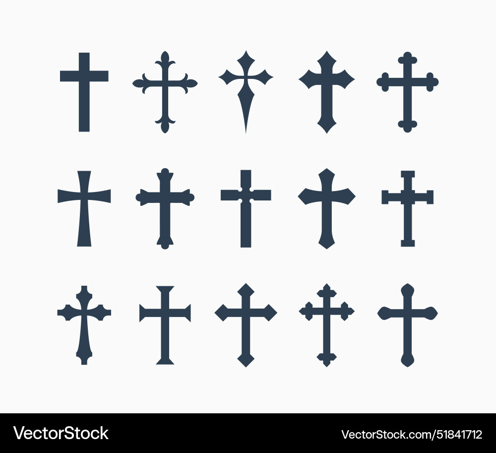 Christian cross icon collection Royalty Free Vector Image