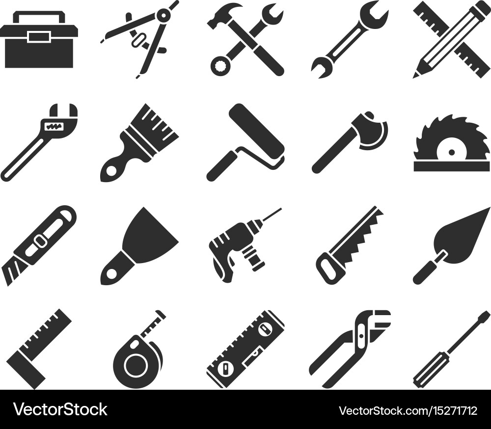 Construction and engineering tools silhouette Vector Image