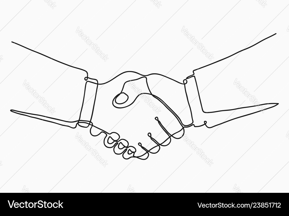 Continuous line drawing of handshake handshaking Vector Image