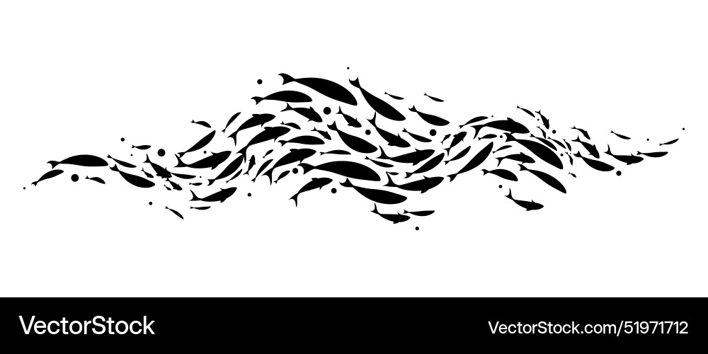 Decorative large school of fish flock Royalty Free Vector