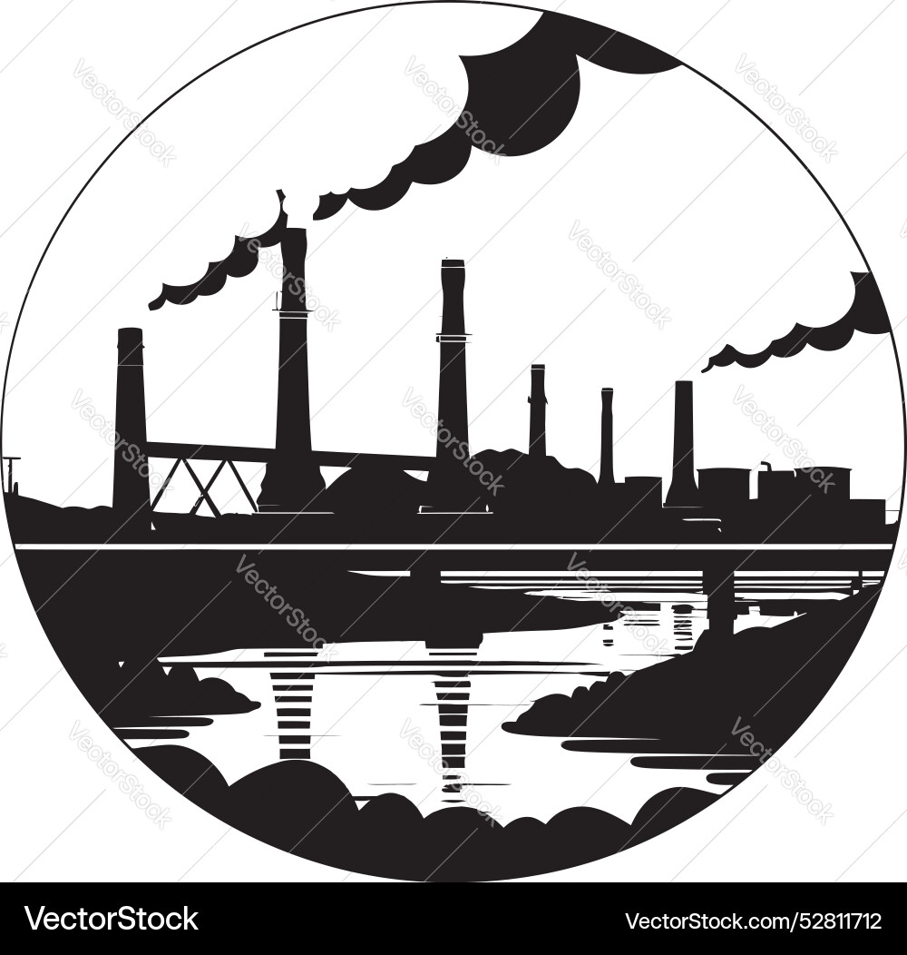 Eco fog icon river pollution emblem contaminated Vector Image