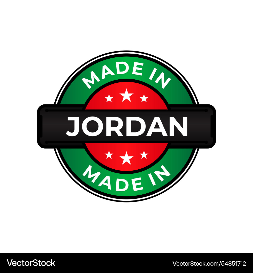 Made in jordan label icon emblem isolated Vector Image