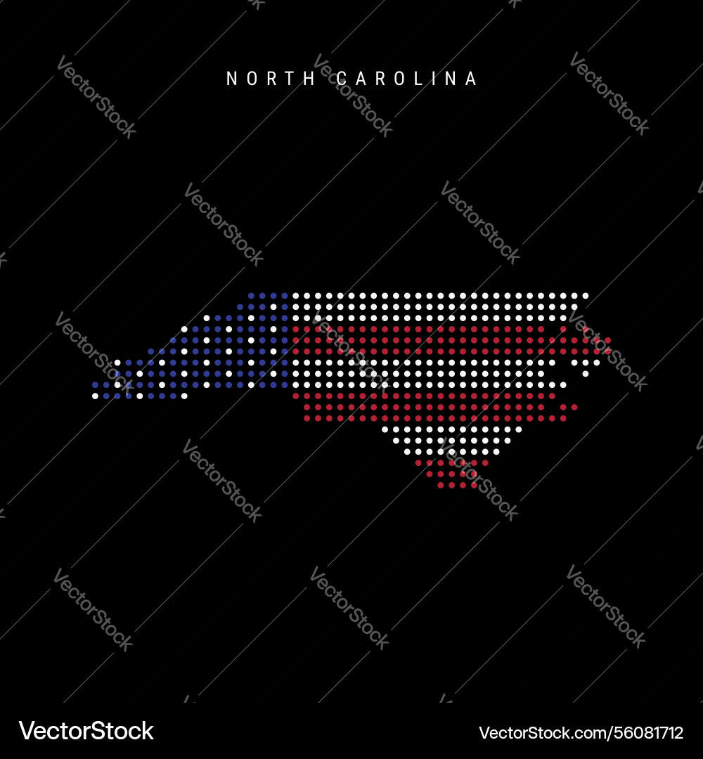 North carolina us state dot pixel map flat Vector Image