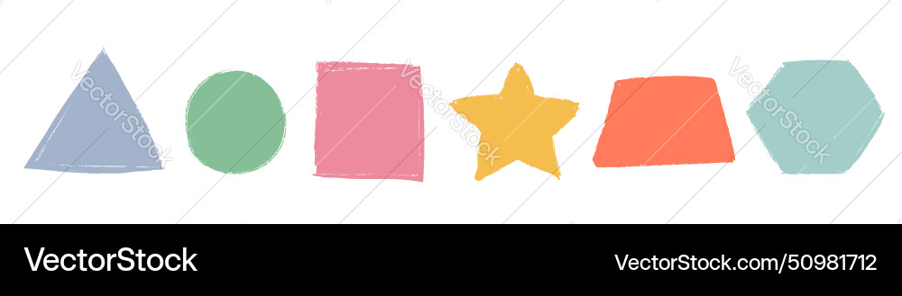 Set isolated colorful hand drawn simple geometric Vector Image