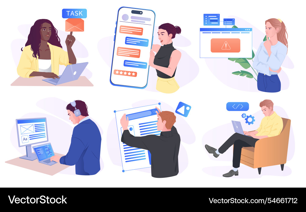 Set of people programmers male and female Vector Image