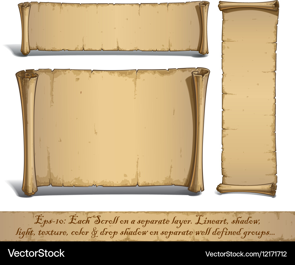 Three Aged Scrolls Royalty Free Vector Image - VectorStock