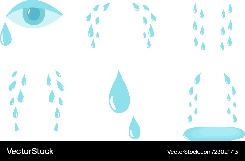 Cartoon tears cry and sweat drops crying Vector Image