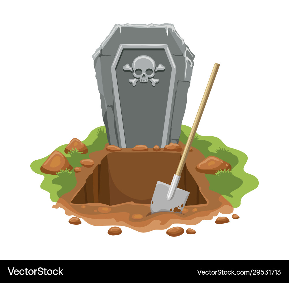 Cemetery digged grave hole Royalty Free Vector Image
