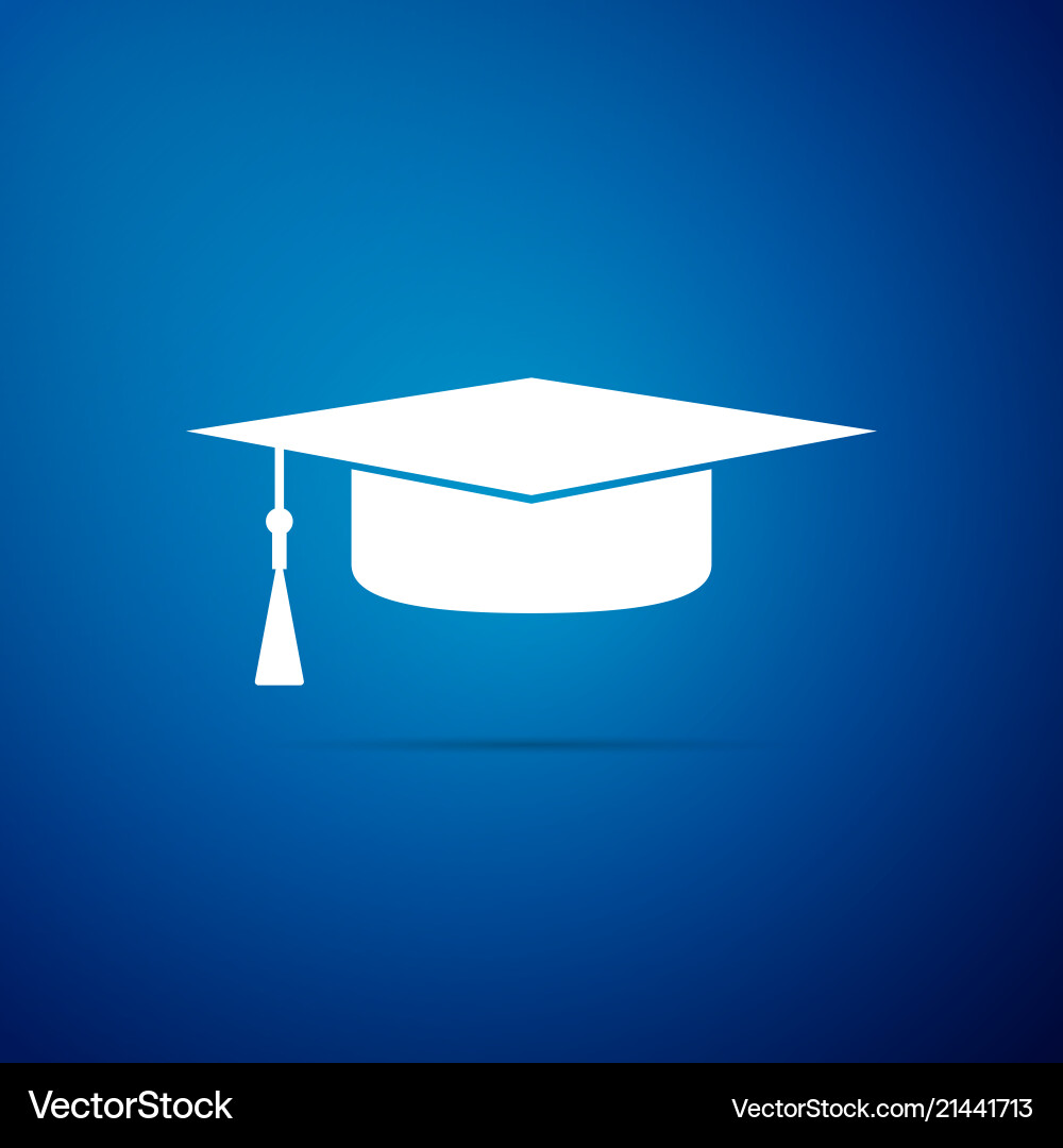 Graduation cap icon isolated on blue background Vector Image