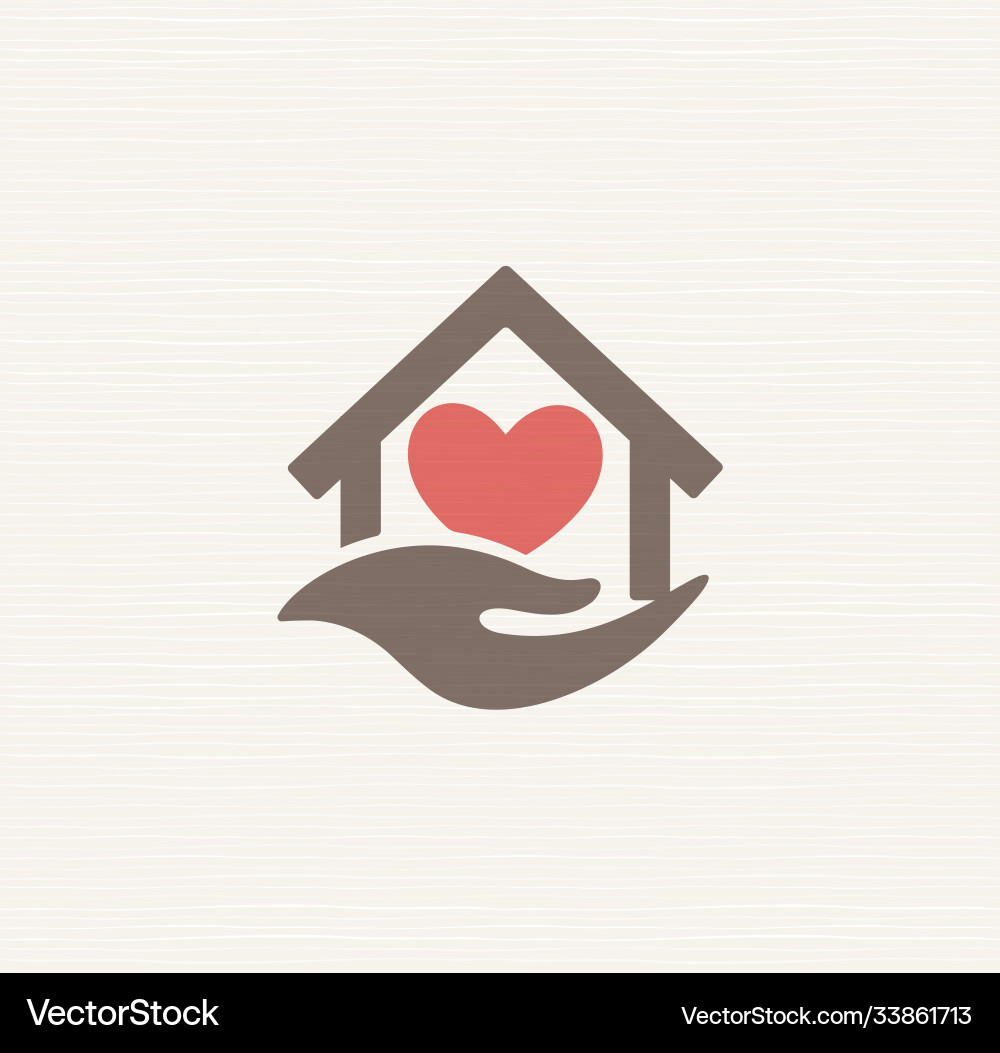 House with heart inside and caring hand Royalty Free Vector