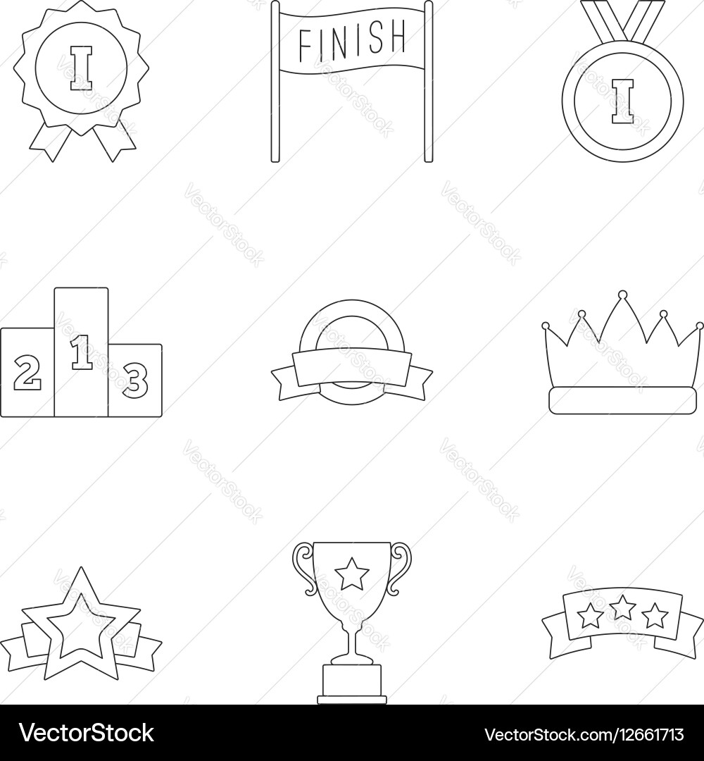 Prize award icons set outline style Royalty Free Vector