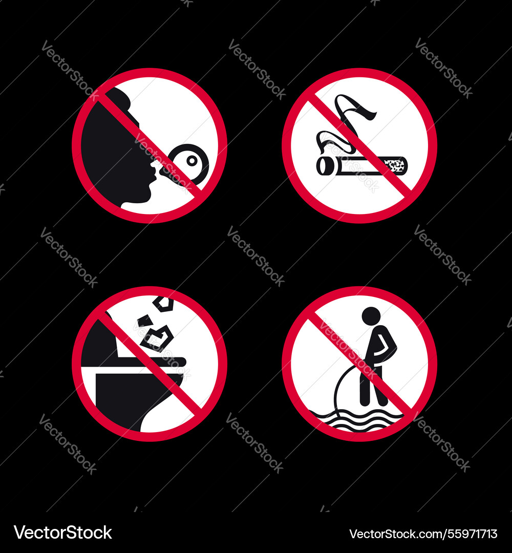 Prohibited signs forbidden round stickers set Vector Image