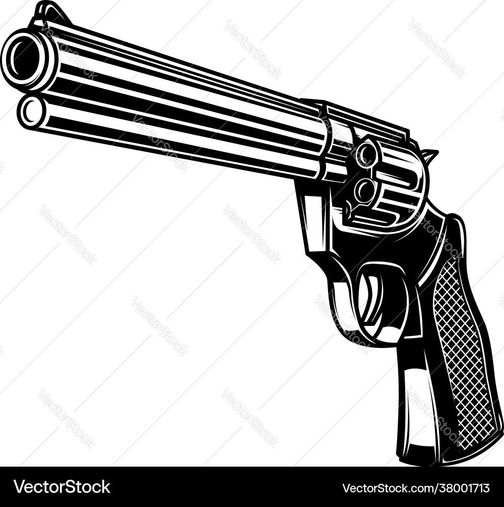 Revolver in monochrome style design element Vector Image